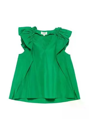 PSOPHIA Ruffled V-neck Blouse - Green