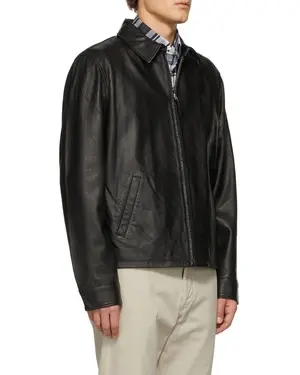 Polo Ralph Lauren Leather Zip-up Jacket With Logo Embroidery - Black