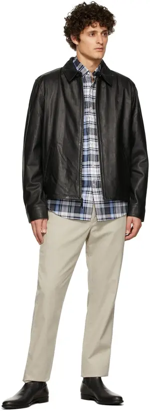 Polo Ralph Lauren Leather Zip-up Jacket With Logo Embroidery - Black
