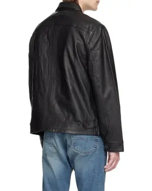 Polo Ralph Lauren Leather Zip-up Jacket With Logo Embroidery - Black