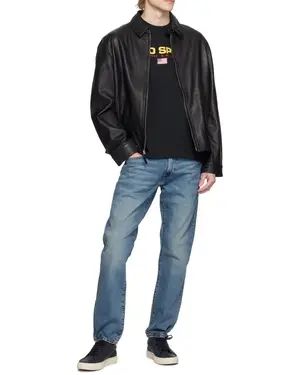 Polo Ralph Lauren Leather Zip-up Jacket With Logo Embroidery - Black