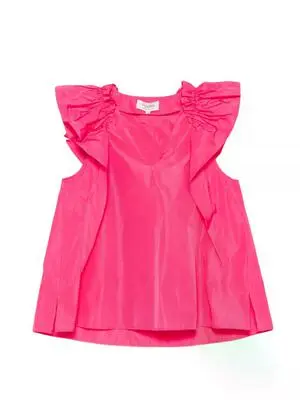 PSOPHIA Ruffled V-neck Sleeveless Blouse - Pink