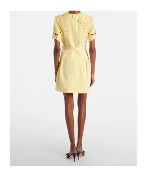 LEO Aurelie Belted Floral-appliqué Minidress