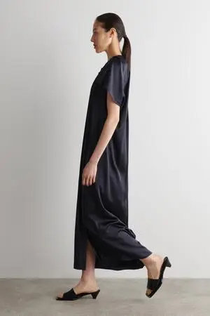 Cos Pleated Satin Midi Dress