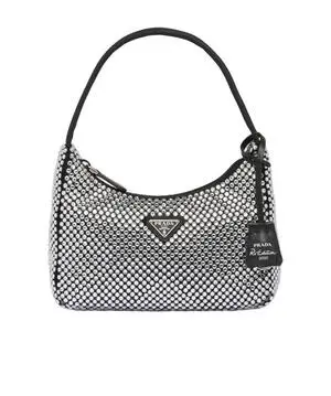 Prada Re-edition Mini Satin Bag With Crystals - Crystal Color