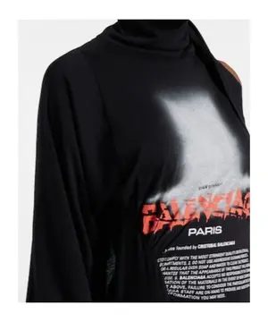 Balenciaga Logo Printed Cape Maxi Dress