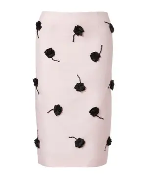 SHUSHU/TONG Floral Appliqué Pencil Skirt - Pink