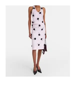SHUSHU/TONG Floral Appliqué Pencil Skirt