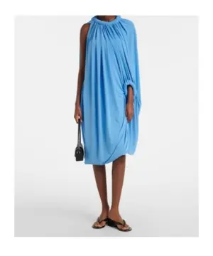 Coperni Draped Cape Midi Dress With Asymmetrical Cut-out