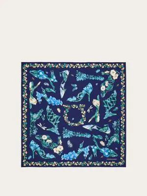 FERRAGAMO Eden Shoes Print Silk Scarf - Blue