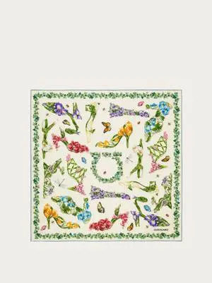 FERRAGAMO Eden Shoes Print Silk Scarf - Blue