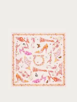 FERRAGAMO Eden Shoes Print Silk Scarf - Pink