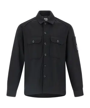 C.P. COMPANY Long-sleeved Buttoned Overshirt - Black