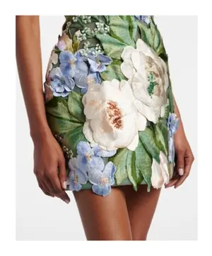 LEO Lin Roselle Floral Appliqué Mini Dress
