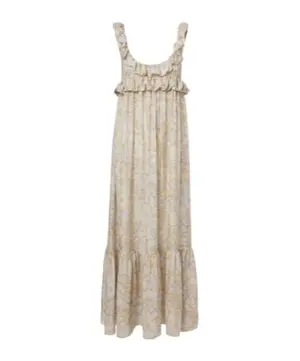 Chloé Floral Ruffled Silk Charmeuse Maxi Dress - Nude