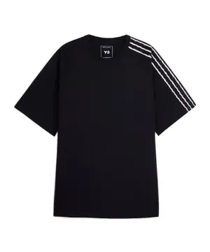 Y3 Raw Edge 3-stripes Short Sleeve Tee - Black