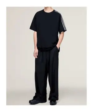 Y3 Raw Edge 3-stripes Short Sleeve Tee