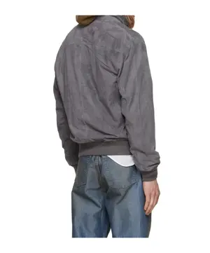Polo Ralph Lauren Suede Bomber Jacket With Stand Collar - Grey