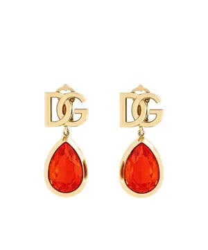 Dolce & Gabbana Logo Clip-on Drop Earrings - Orange