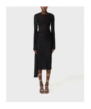 Blumarine Semi-sheer Draped-detail Midi Dress