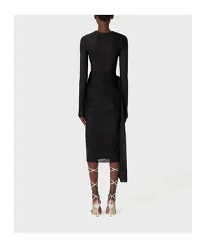 Blumarine Semi-sheer Draped-detail Midi Dress