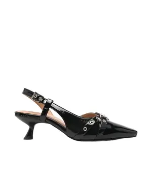 GANNI Sculpted Heel Buckle-detailed Pumps - Black