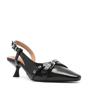 GANNI Sculpted Heel Buckle-detailed Pumps