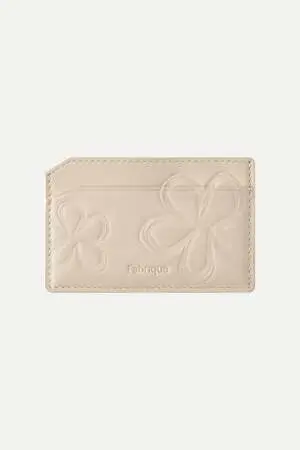 Fabrique Bevel Double Layer Card Holder In Calfskin Leather - White