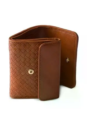 Prada Small Woven Madras Leather Wallet