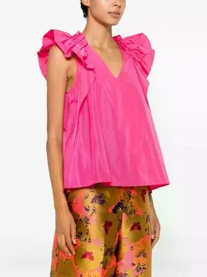 PSOPHIA Ruffled V-neck Sleeveless Blouse