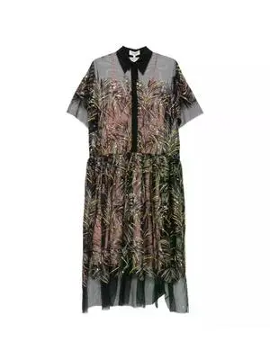 PSOPHIA Sequin Embellished Semi-sheer Midi Dress