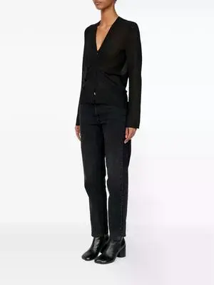MAISON MARGIELA Gathered Chiffon V-neck Top