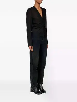 MAISON MARGIELA Gathered Chiffon V-neck Top