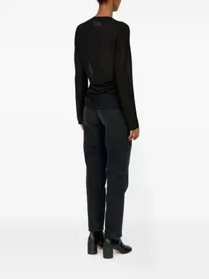 MAISON MARGIELA Gathered Chiffon V-neck Top