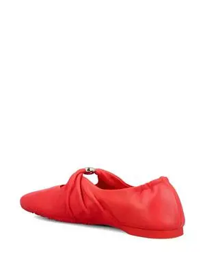 Loewe Pebble Ruched Leather Ballet Flats - Red