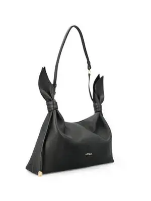 Loewe Paseo Knotted Leather Shoulder Bag - Black