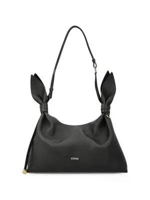 Loewe Paseo Knotted Leather Shoulder Bag - Black