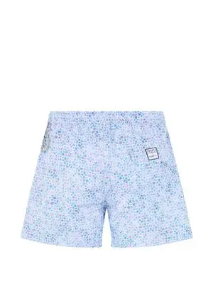 Fedeli Geometric Print Swim Shorts - Blue