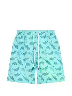 Fedeli Dolphin Print Swim Shorts - Blue