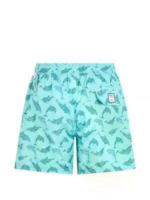 Fedeli Dolphin Print Swim Shorts - Blue