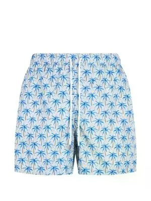 Fedeli Palm Tree Print Drawstring Shorts