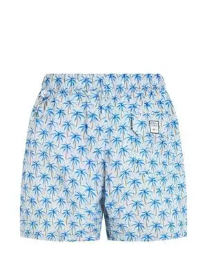 Fedeli Palm Tree Print Drawstring Shorts