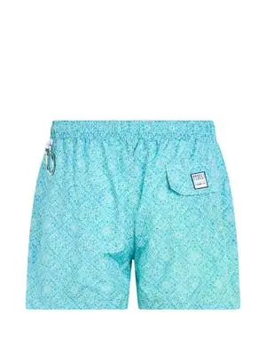 Fedeli Geometric Print Swim Shorts - Blue
