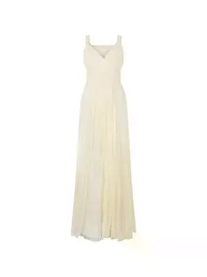 Alberta Ferretti Pleated Silk Maxi Dress