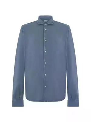 Fedeli Classic-collar Long-sleeve Shirt - Blue