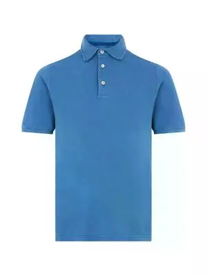 Fedeli Short-sleeve Cotton Polo Shirt - Blue