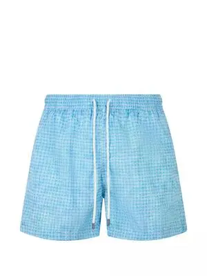 Fedeli Geometric Print Swim Shorts - Blue