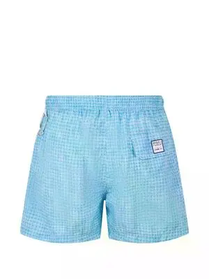 Fedeli Geometric Print Swim Shorts - Blue