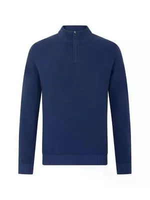 Fedeli Quarter-zip Cotton Sweater - Blue