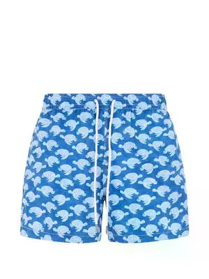 Fedeli Turtle Print Drawstring Swim Shorts